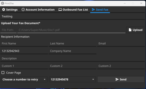 Print2Fax, A Windows-Based Desktop Application to send Faxes with a ...